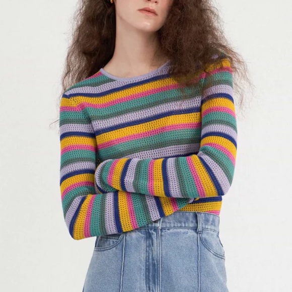 Fabrique | Tops | Ksenia Schnaider X Fabrique Rainbow Striped Knit Top ...